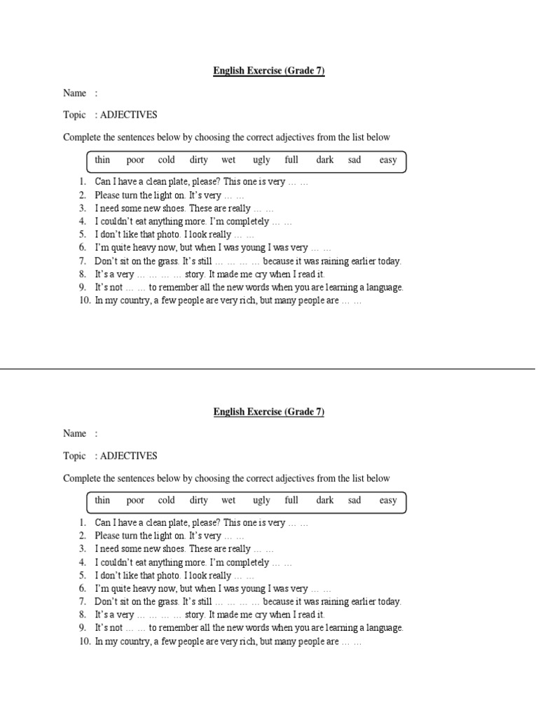 English Exercise (Grade 7) | PDF | Language Mechanics | Human Communication