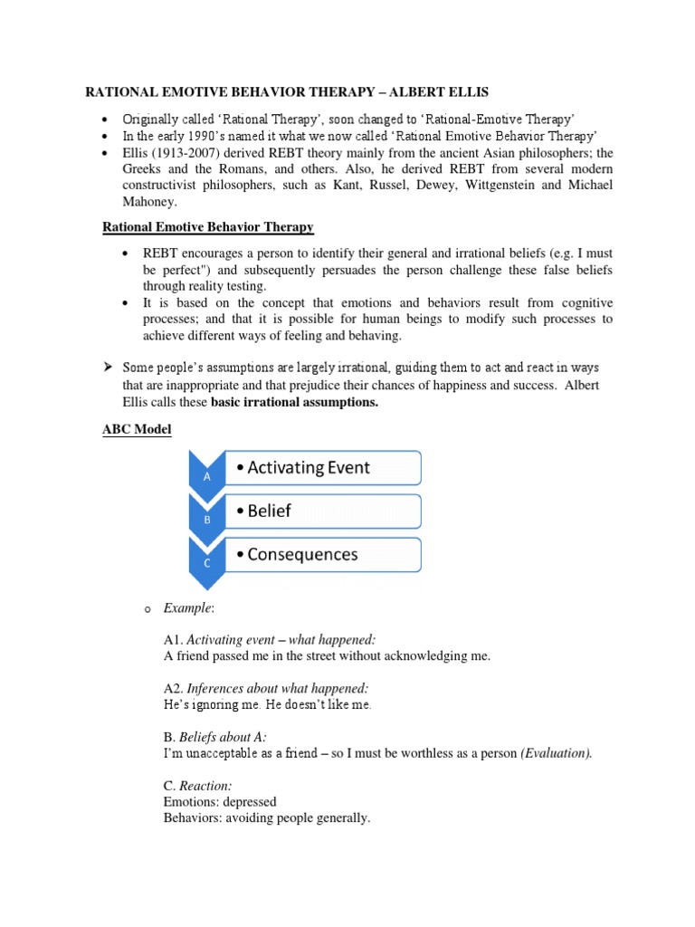 Rational Emotive Behavior Therapy - Albert Ellis | PDF | Cognitive ...