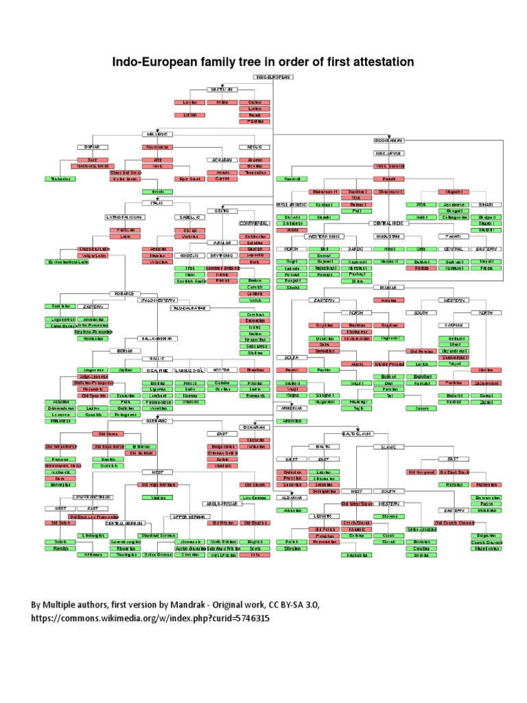 Indo-European Family Tree in Order of First Attestation | PDF