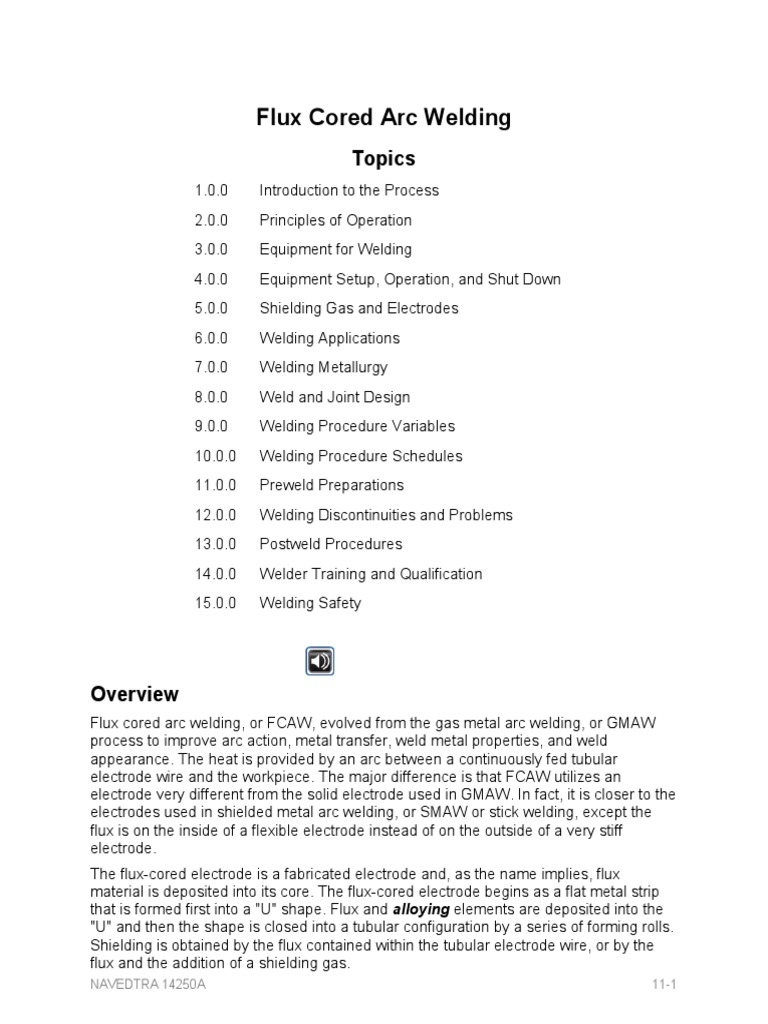 Flux Cored Arc Welding Overview | PDF | Welding | Construction