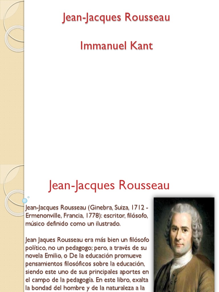 Jean Jacques Rousseau y Kant | PDF | Jean-Jacques Rousseau | Moralidad