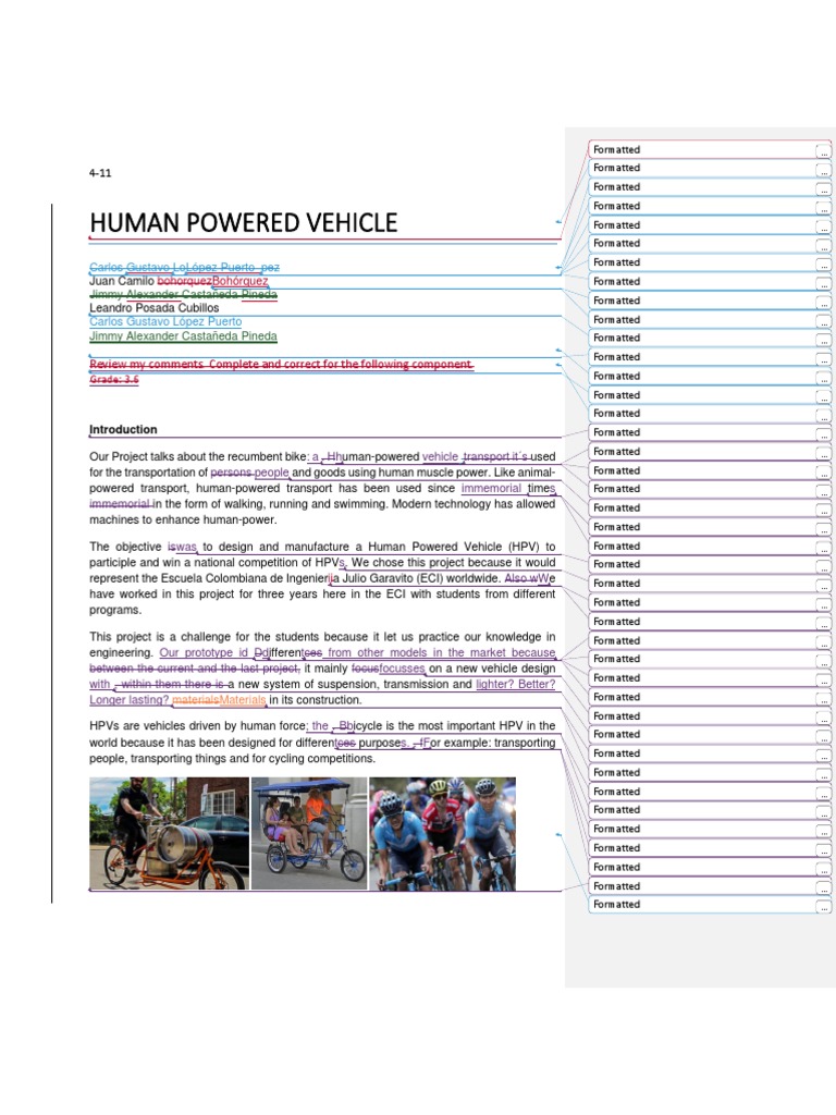 Designing a Human Powered Vehicle | PDF