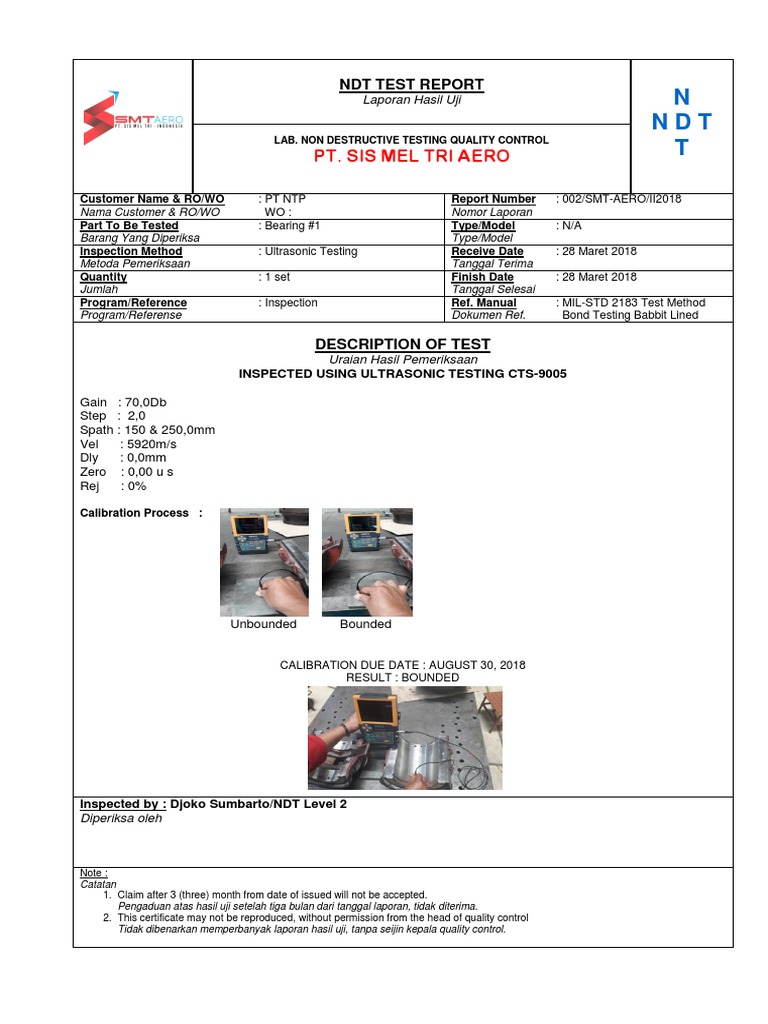 NDT Ultrasonic Testing Report Summary | PDF | Nondestructive Testing ...