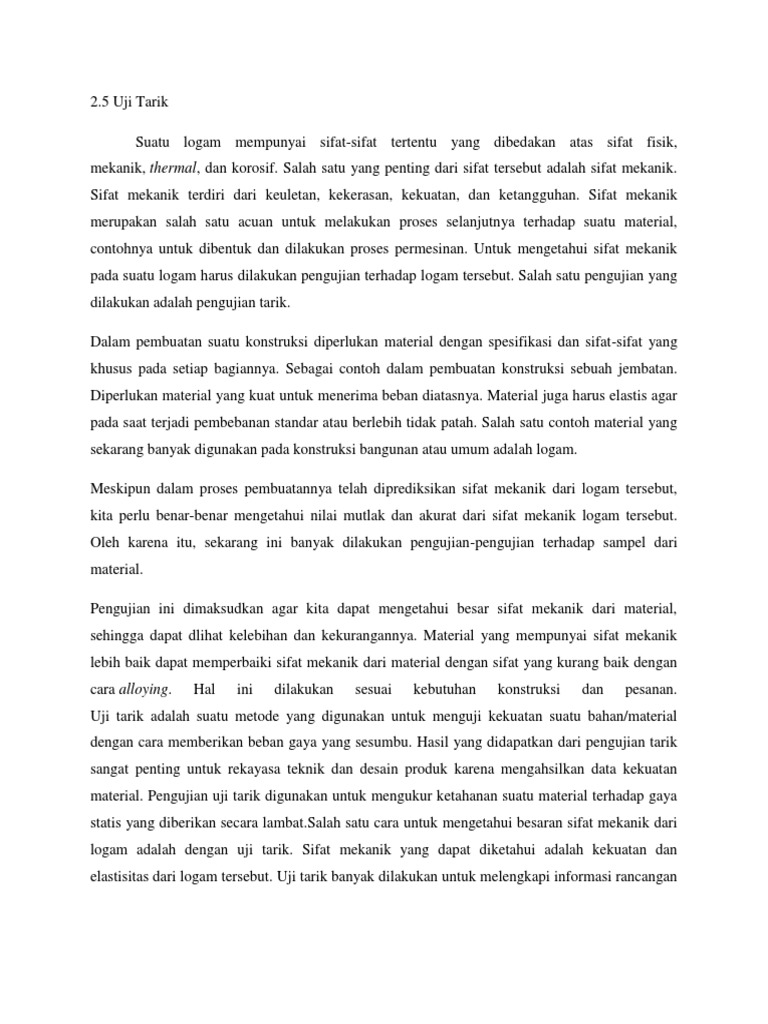 Dasar Teori Uji Tarik | PDF