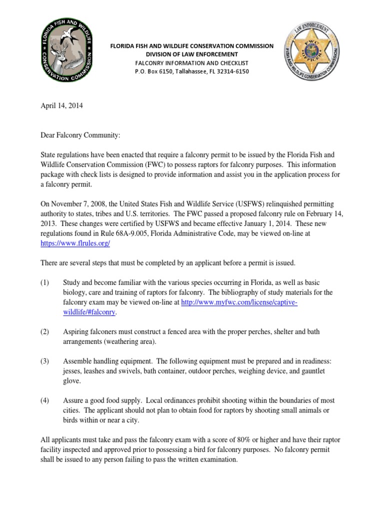 Falconry Information Checklist | PDF | Falconry | Birds