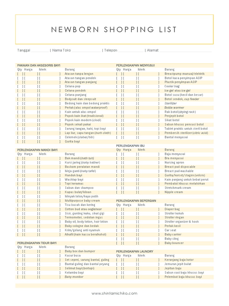 Newborn Shopping List | PDF | Infancy | Human Life Stages