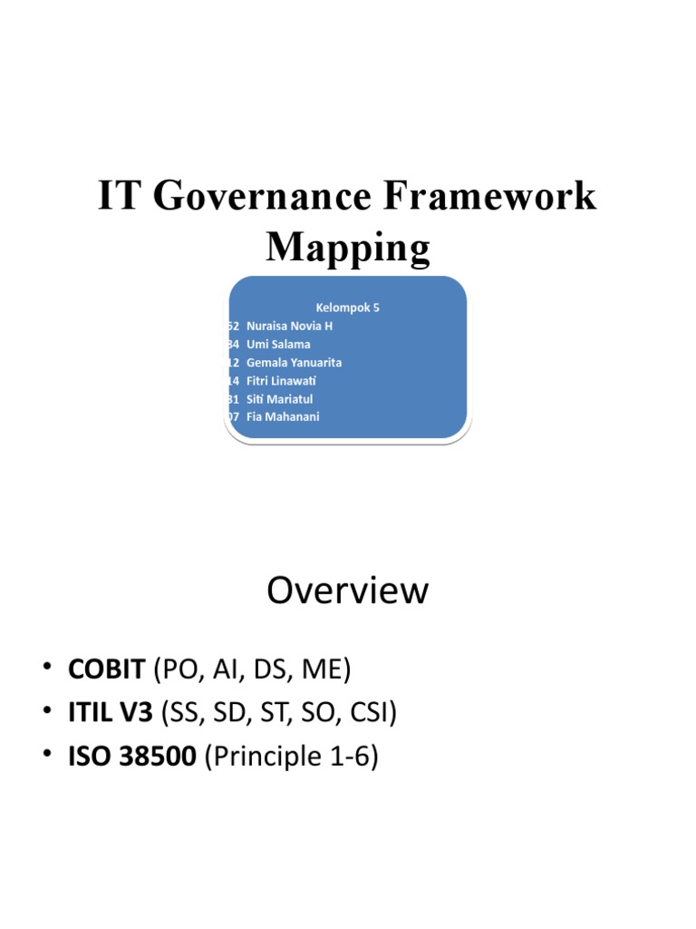 IT Governance Framework Mapping | PDF | Cobit | Itil