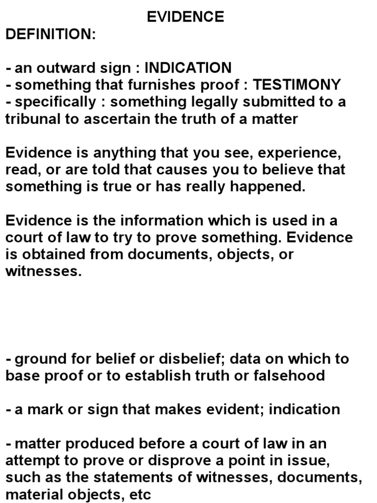 Evidence Part 1 | PDF | Burden Of Proof (Law) | Evidence (Law)