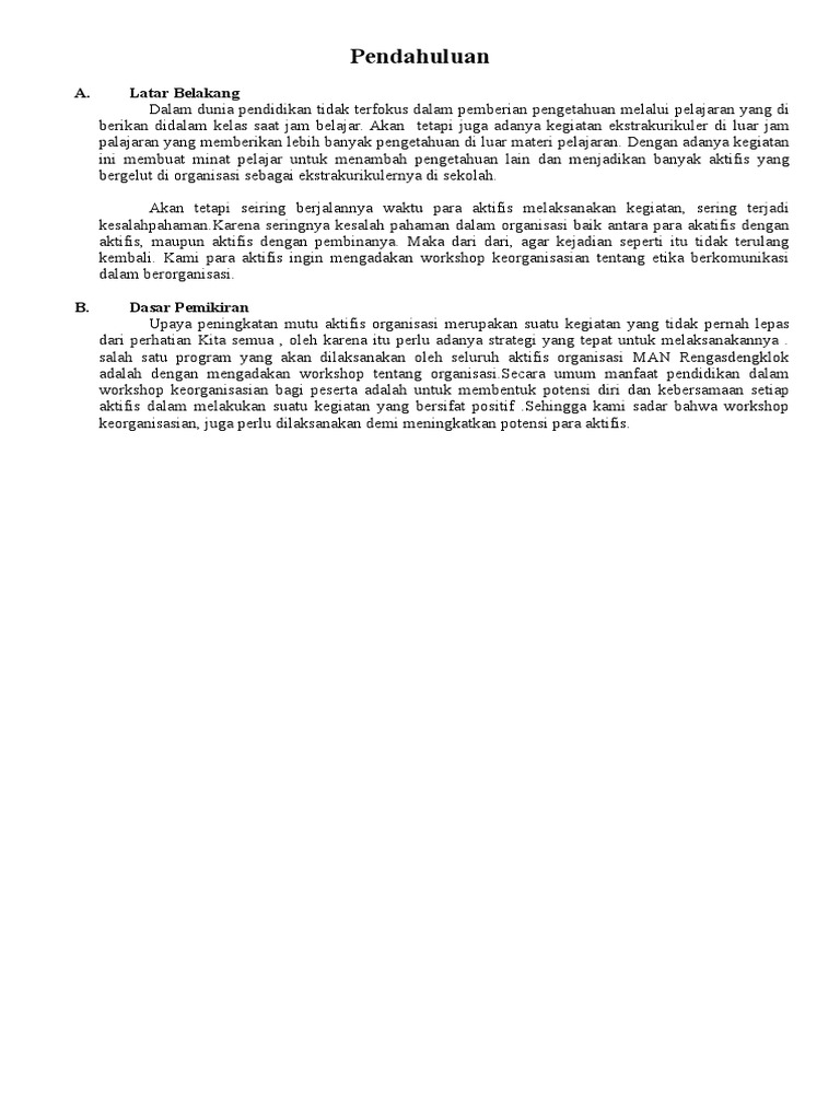 Contoh Proposal Kegiatan Workshop | PDF