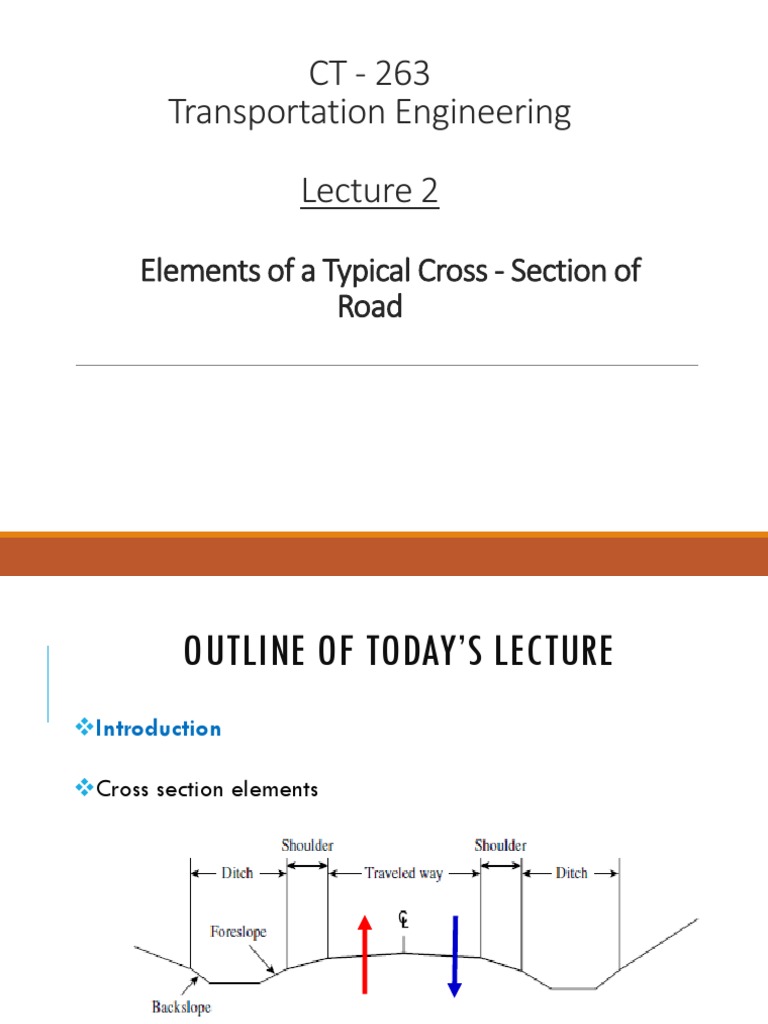 Elements of A Typical Cross - Section of Road | PDF | Lane | Road