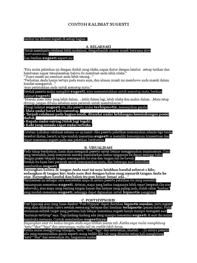 Contoh Kalimat Sugesti | PDF