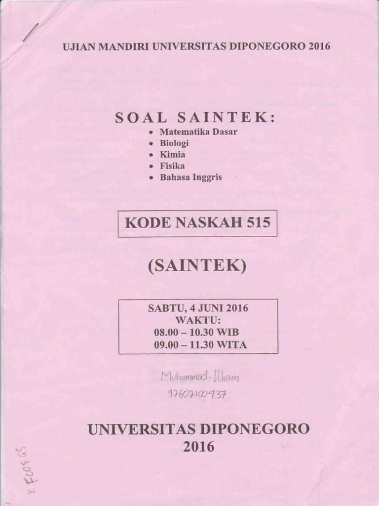 Soal Um Undip 2016 PDF | PDF