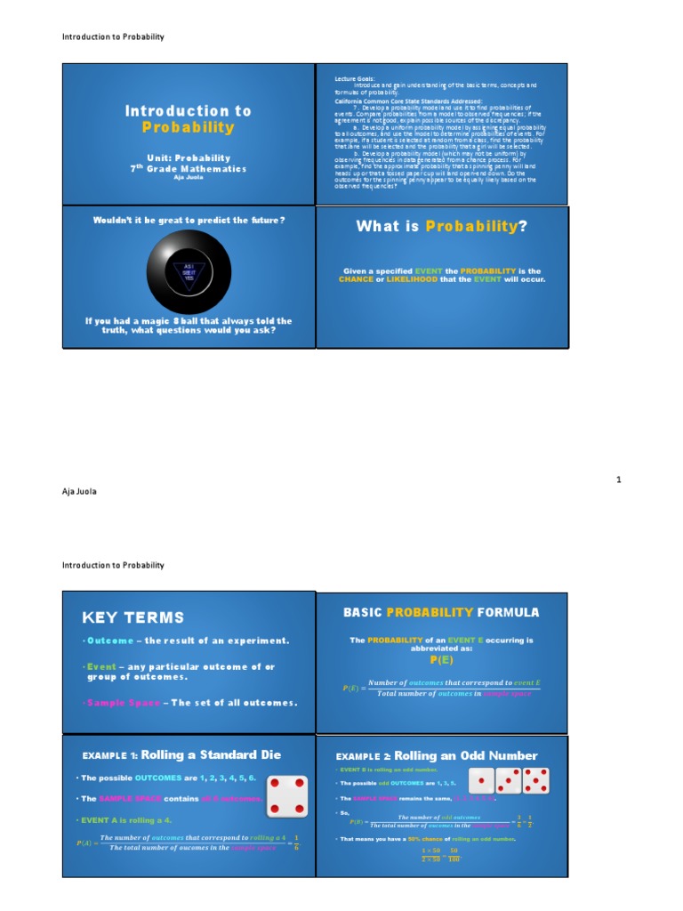 Probability Slides Handout | PDF | Probability | Randomness