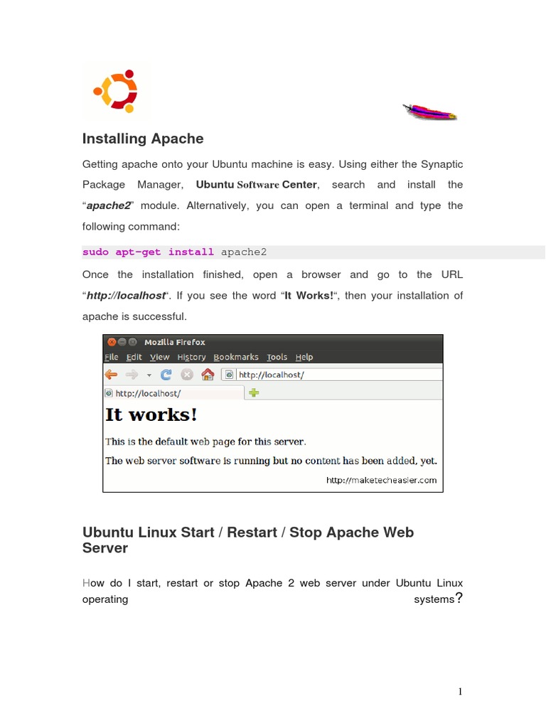 Installing And Working With Apache Web Server Pdf Apache Server Sudo
