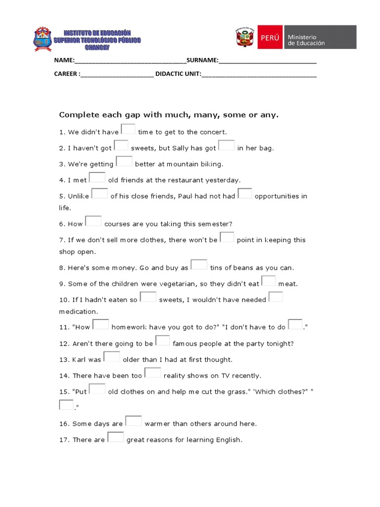 Quantifier Homework | PDF | Food And Drink | Foods