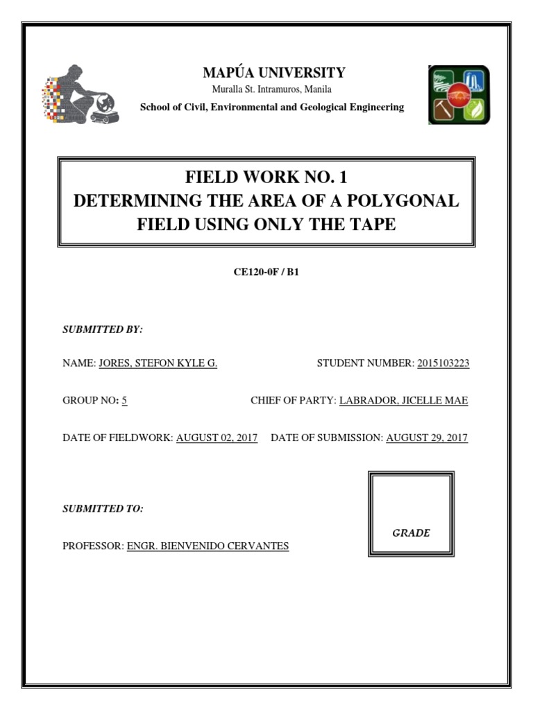 Field Work No. 1 Determining The Area of A Polygonal Field Using Only ...