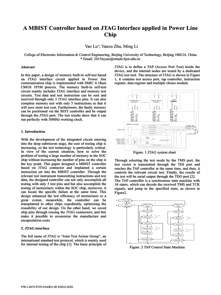 A MBIST Controller Based On JTAG Interface Applied in Power Line Chip | PDF | Computer Hardware ...