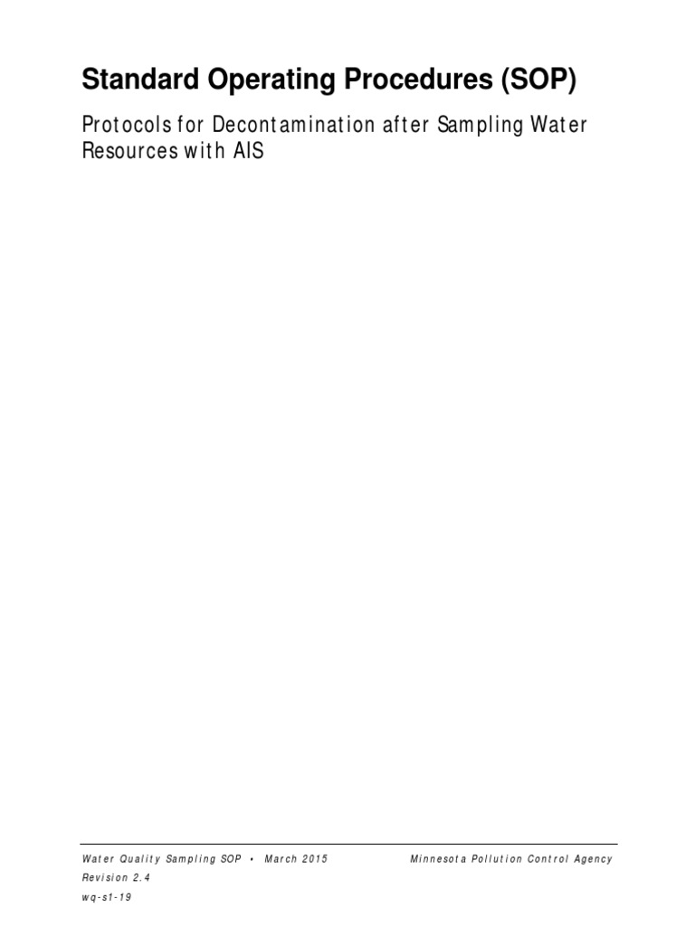 MN WQ Sampling Sop | PDF | Water Quality | Washing Machine
