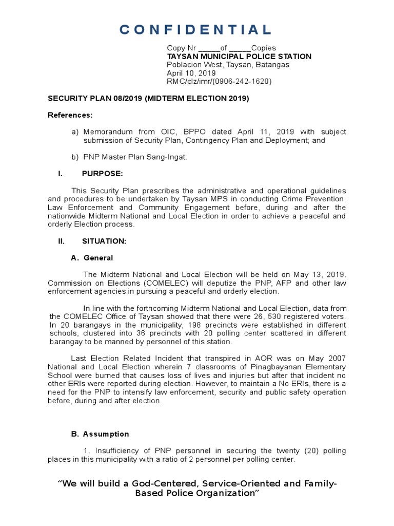 Security Plan Re Midterm Election 2019 | PDF | Police | Legal Action