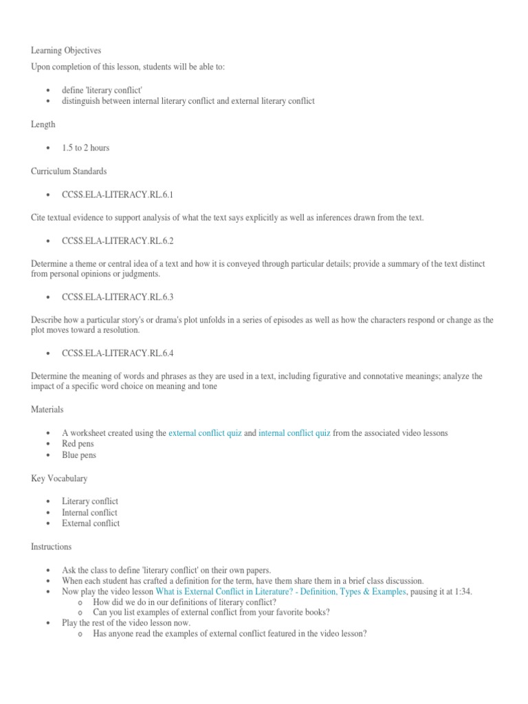 Understanding Literary Conflict Types | PDF