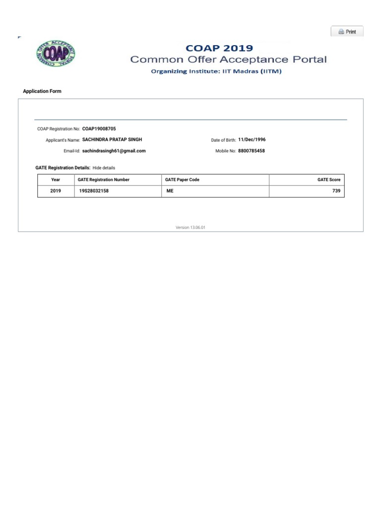COAP Application Form Details | PDF