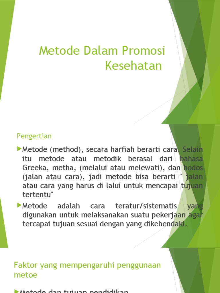 Metode Dalam Promosi Kesehatan | PDF