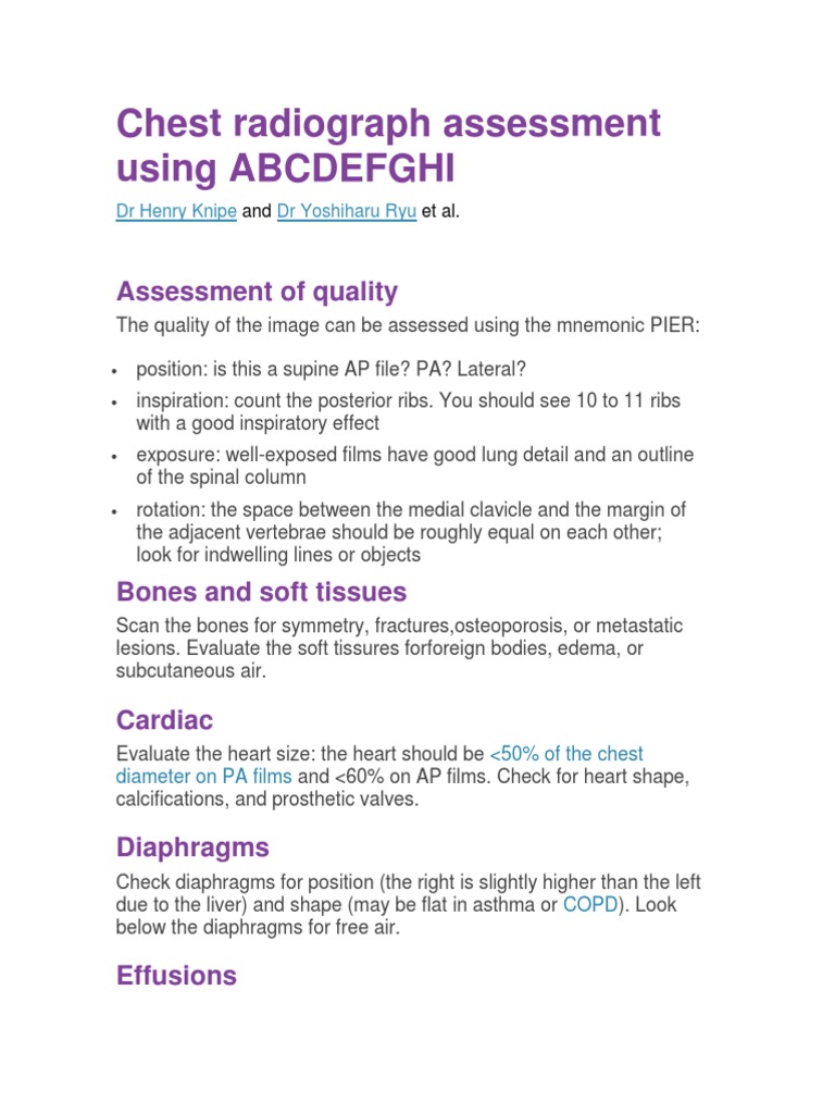 Chest X-Ray Assessment Guide | PDF