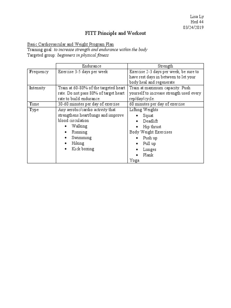 Fitt Principle and Workout | PDF