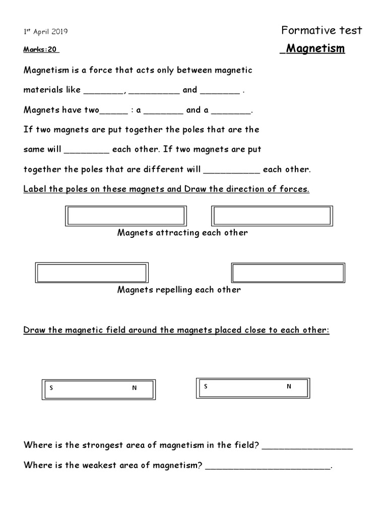 Magnetism: Formative Test | PDF | Magnet | Magnetism