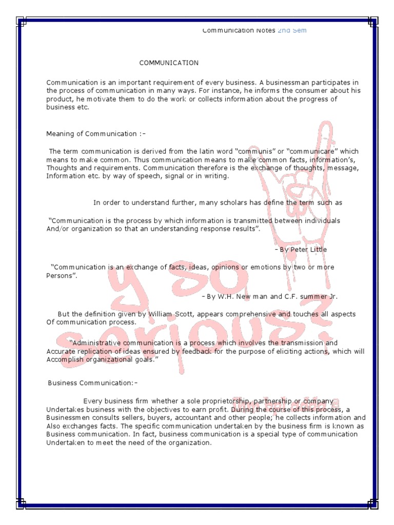 Communication Notes 2nd Sem | PDF | Nonverbal Communication | Body Language