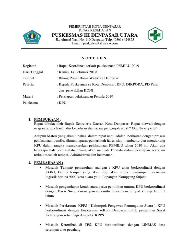 Notulen Rapat Persiapan Pemilu | PDF