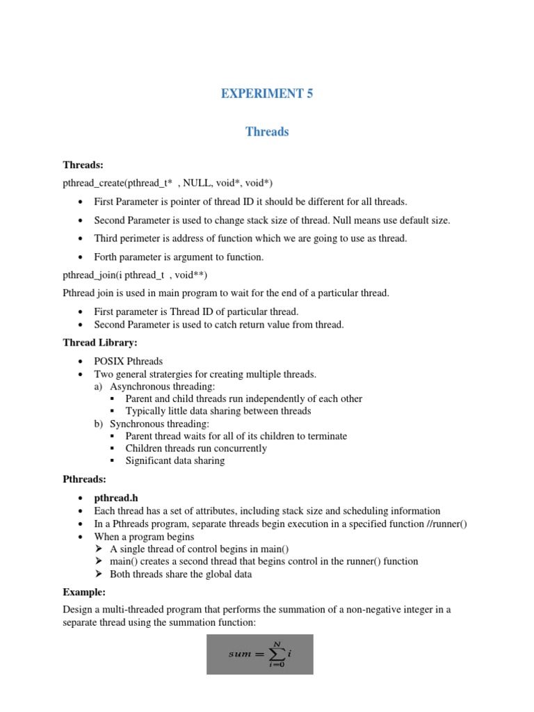 Lab 5 PDF | PDF | Thread (Computing) | Parameter (Computer Programming)