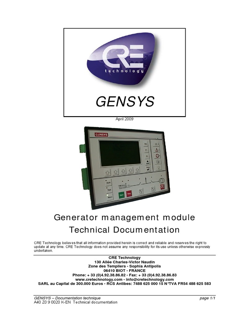 Gensys Technical Documentation PDF | PDF | Menu (Computing) | Mains ...