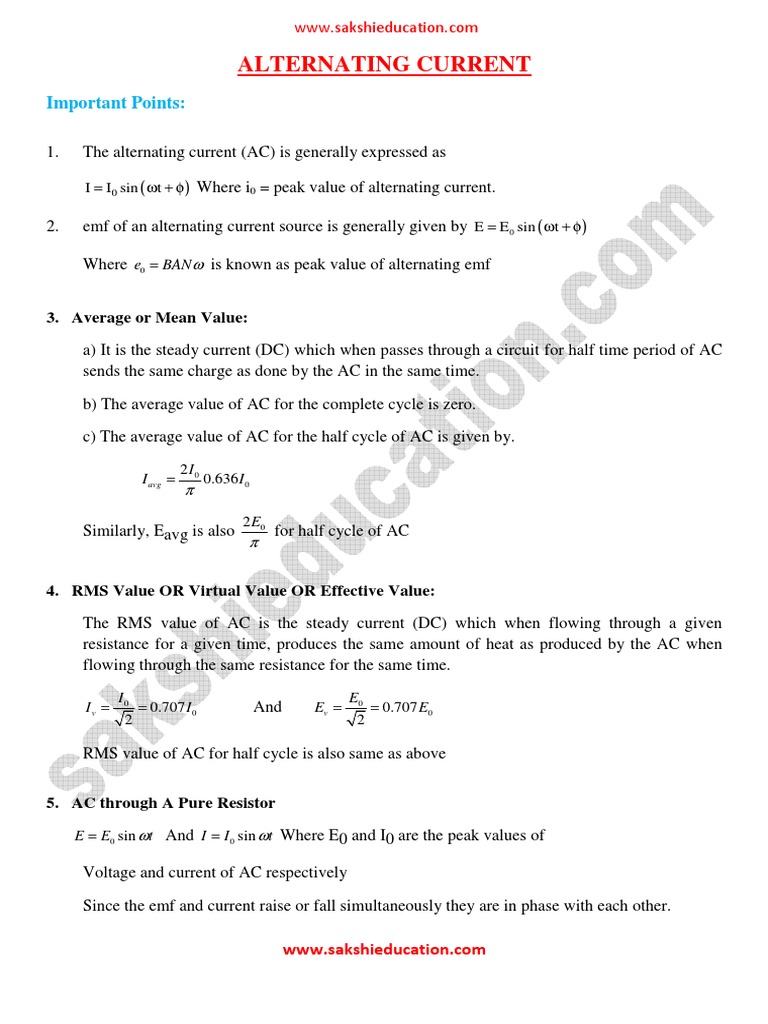 Alternating Current | PDF | Transformer | Inductor