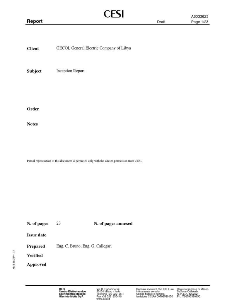 Inception Report Draft Rev.01 | PDF | Network Analysis (Electrical ...