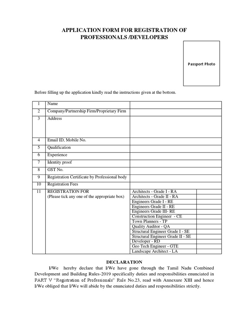 DTCP Professional Registration Application | PDF | Government | Business