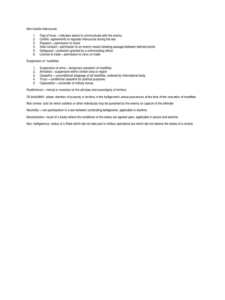 Non-Hostile Intercourse | PDF | Ceasefire | Military