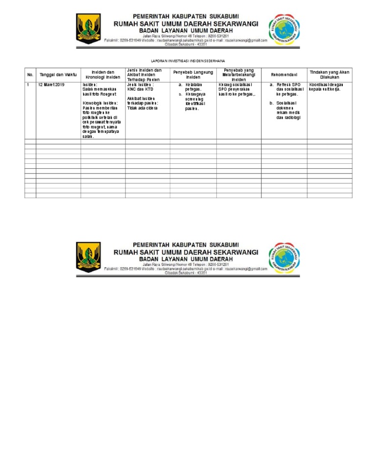 Form Laporan Investigasi Insiden Sederhana | PDF