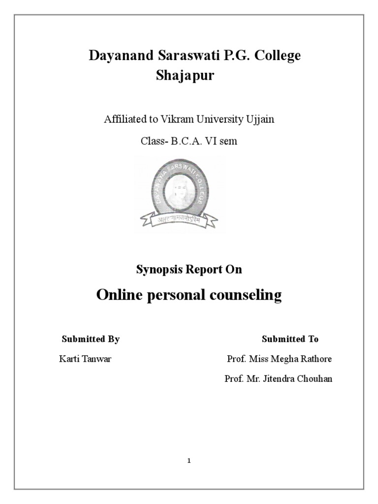 Dayanand Saraswati P.G. College Shajapur: Online Personal Counseling ...