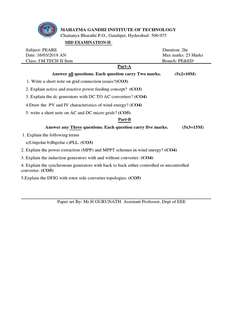 Previous Paper GESCOM JE Electrical | PDF