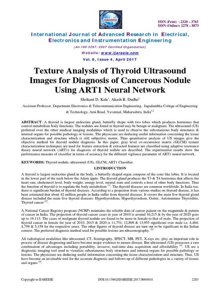 Texture Analysis of Thyroid Ultrasound Images For Diagnosis of ...