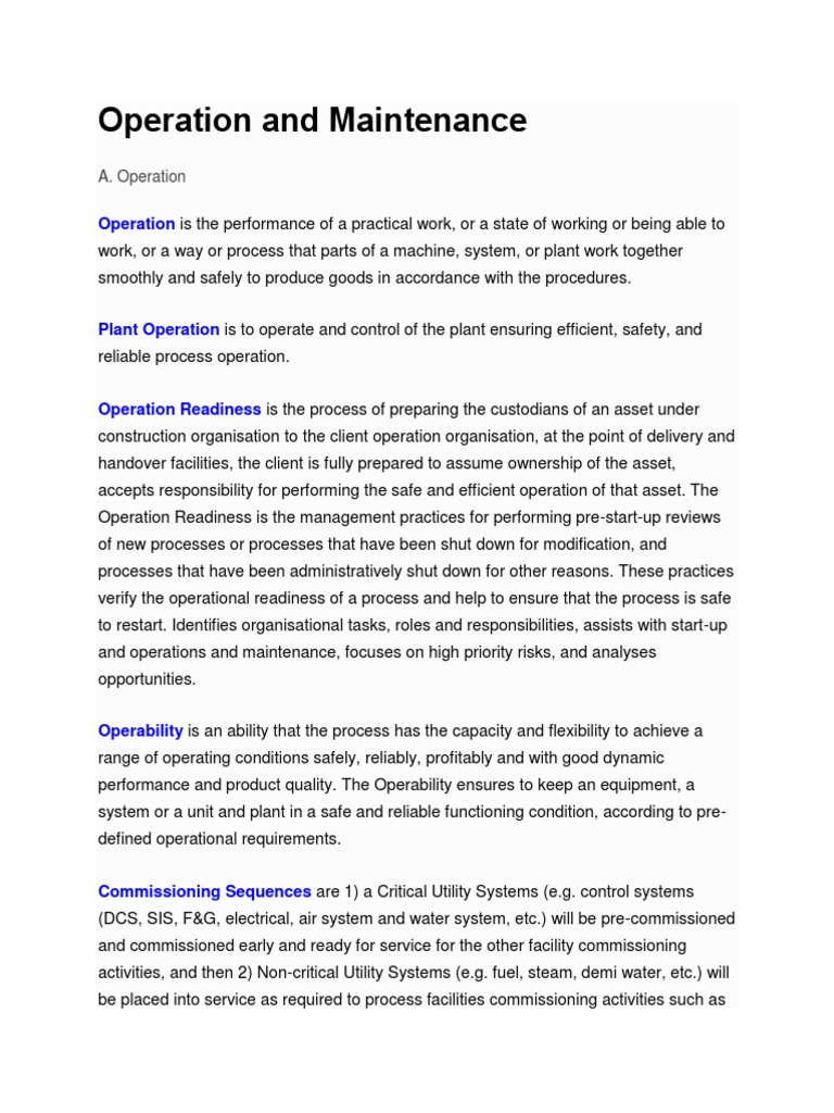 Operation and Maintenance | PDF | Reliability Engineering | Systems Engineering