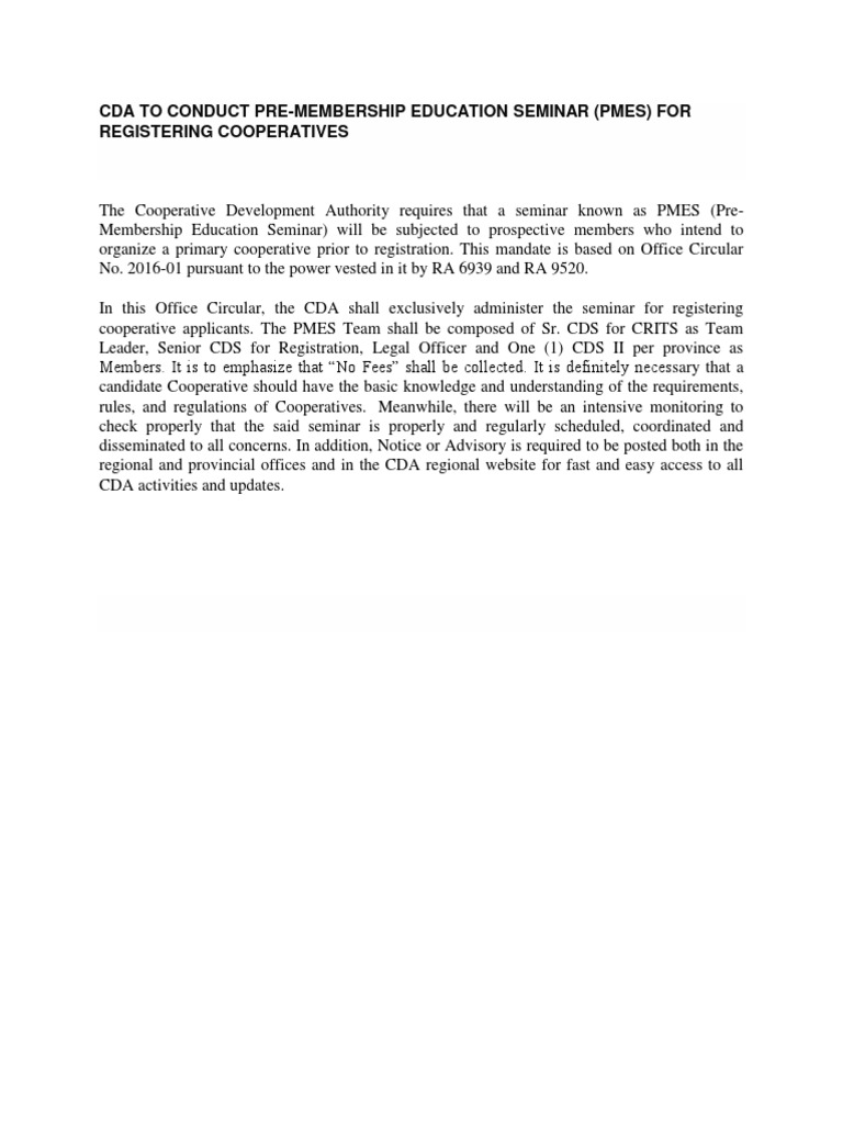 CDA Pre-Membership Seminar | PDF