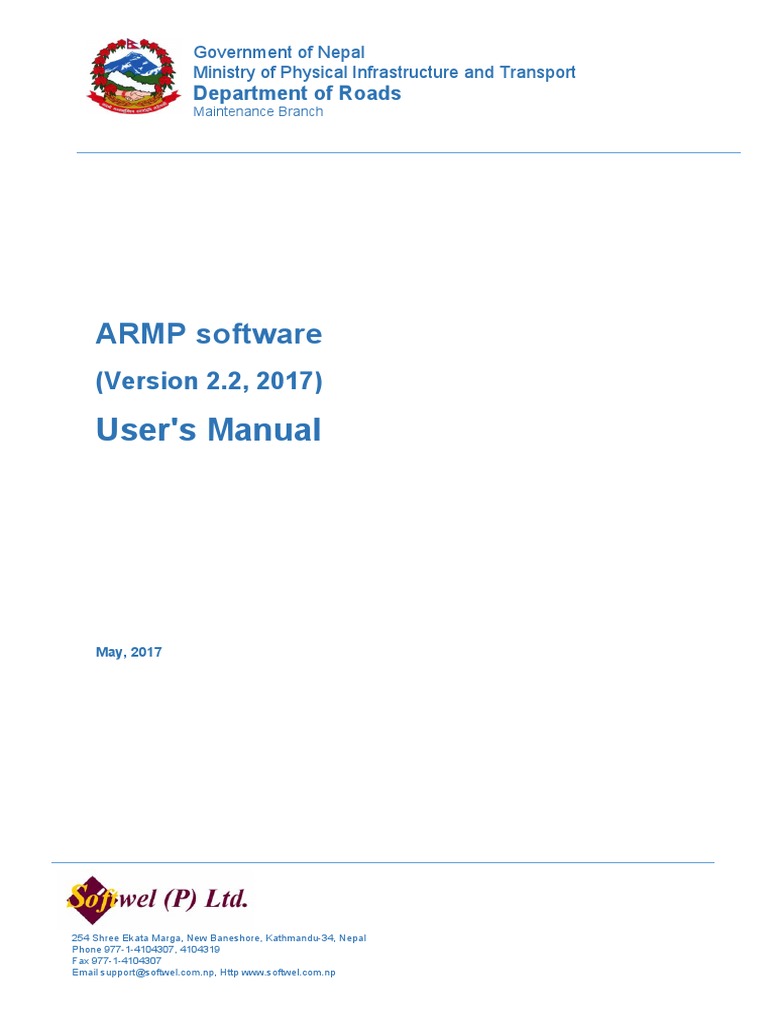 ARMP Manual 2017 | PDF | Road | Microsoft Excel