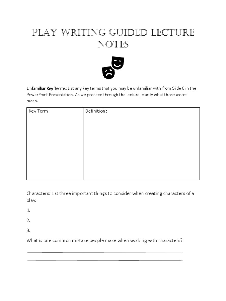 Writing A Play Guided Notes | PDF