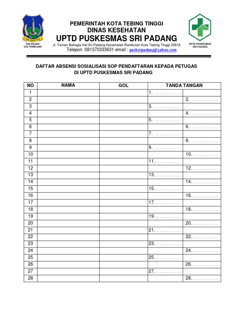 7.1.1 Ep 3 Absen Sosialisasi Sop Pendaftaran Kepada Petugas | PDF