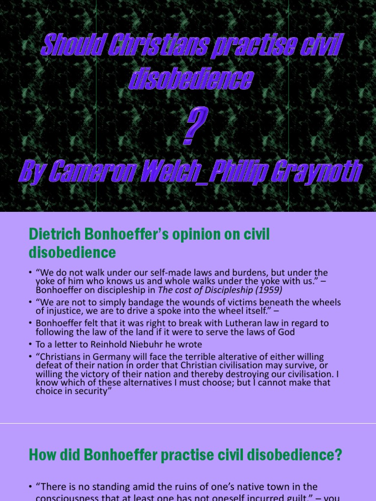 Should Christians Practise Civil Disobedience PPP | PDF | Dietrich ...