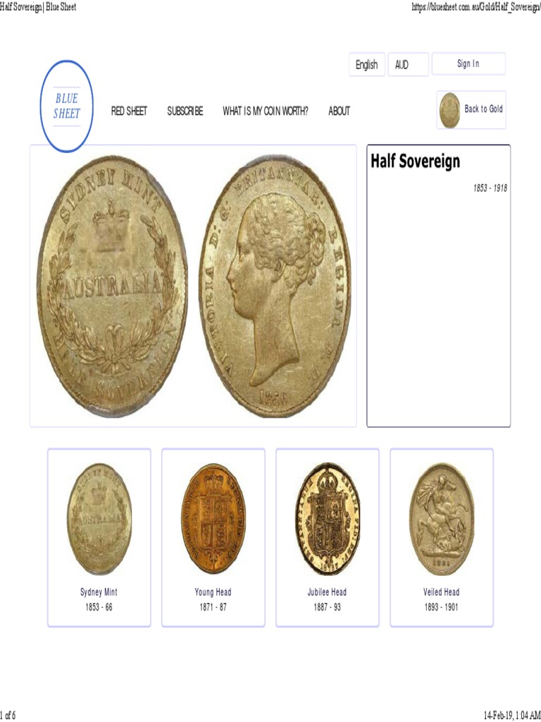 Half Sovereign - Blue Sheet | PDF | Coins | Foreign Exchange Market