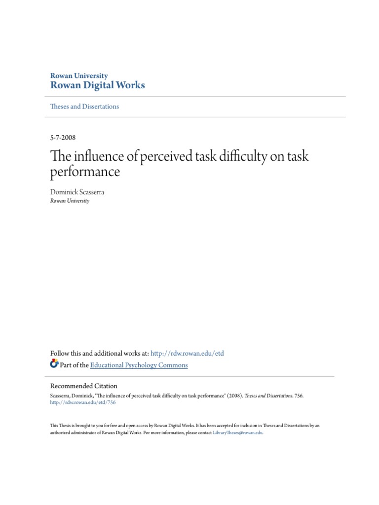 The Influence of Perceived Task Difficulty On Task Performance PDF ...