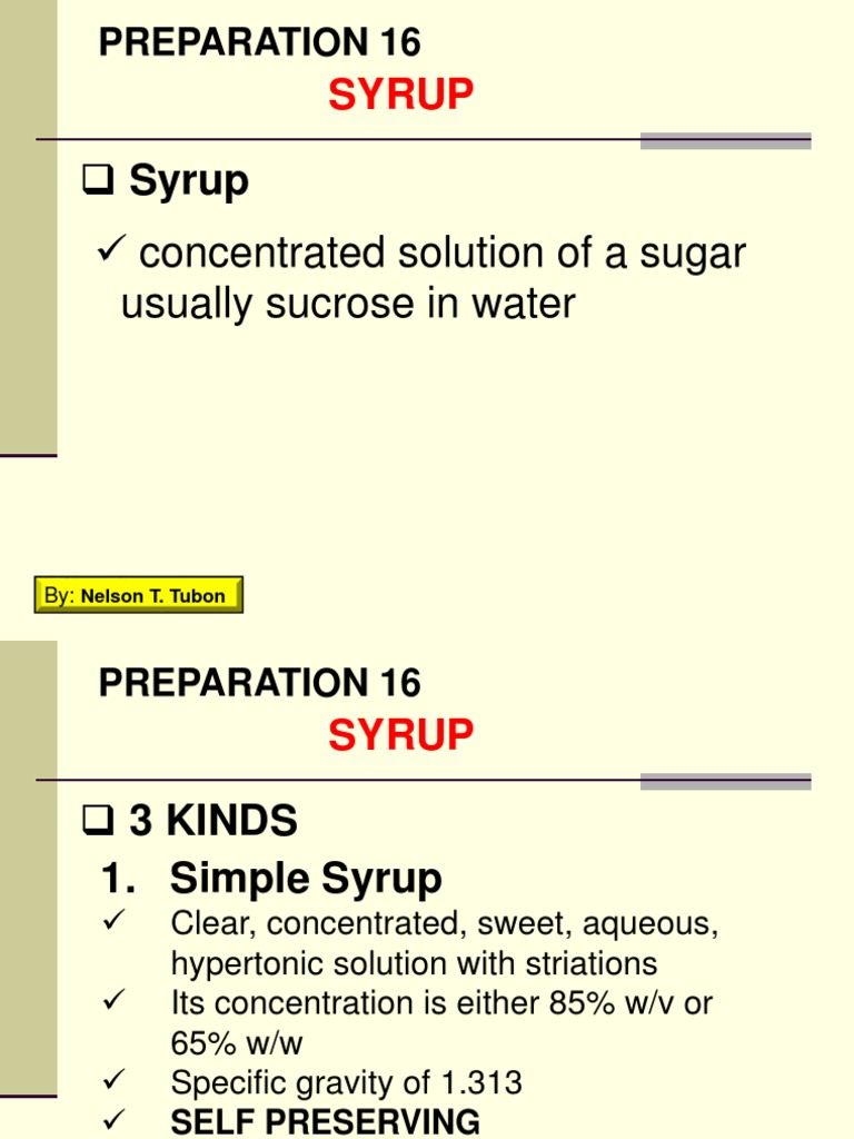 Syrup Concentrated Solution of A Sugar Usually Sucrose in Water | PDF ...